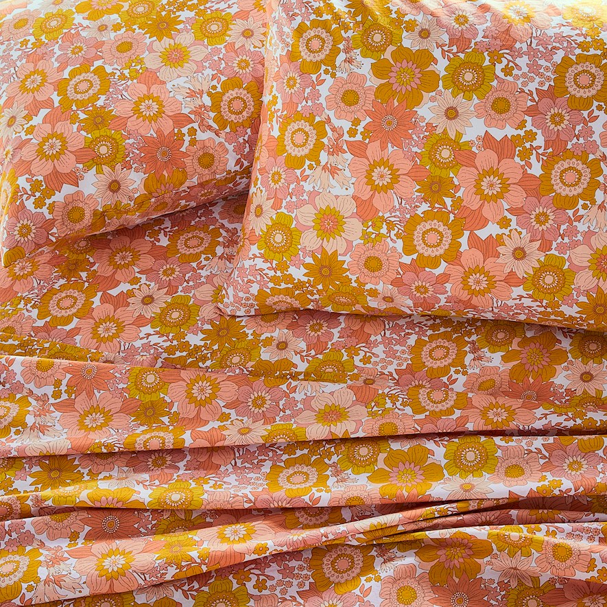 Printed Cynthia Floral Golden Sheet Set | Adairs
