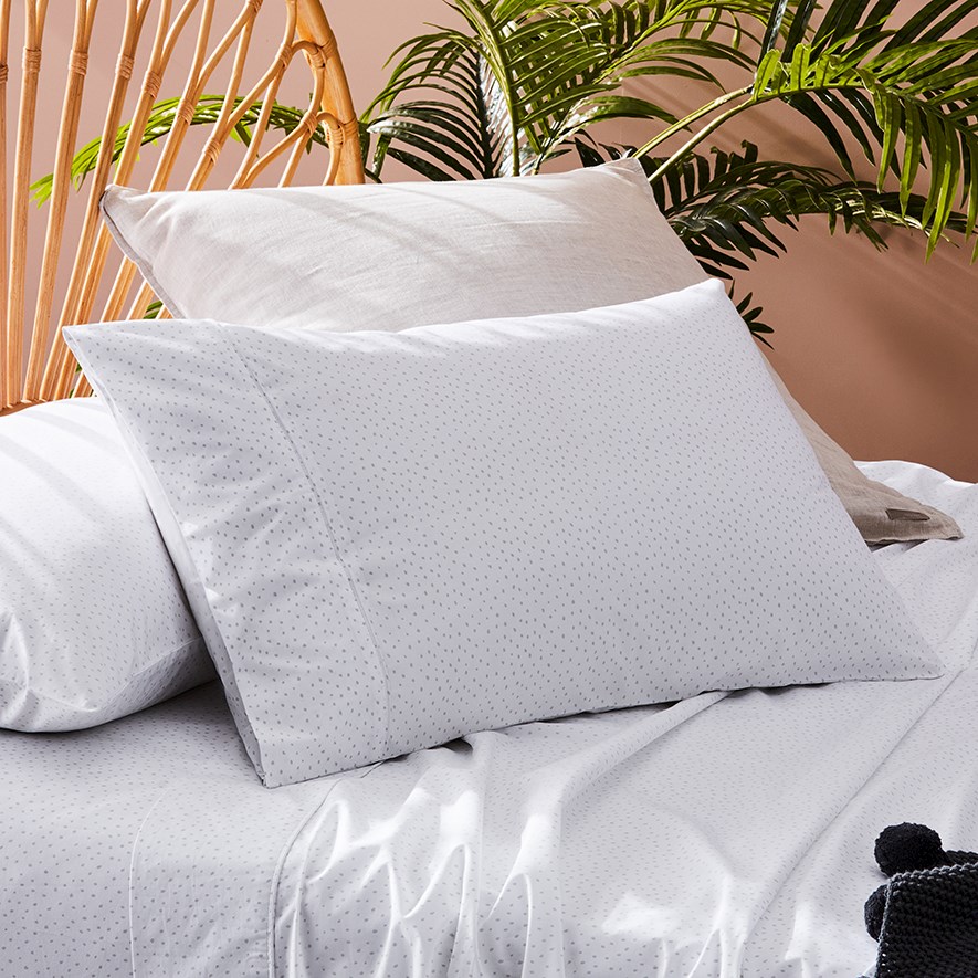 Fresh Cotton Percale Fleck Grey Sheet Set | Adairs