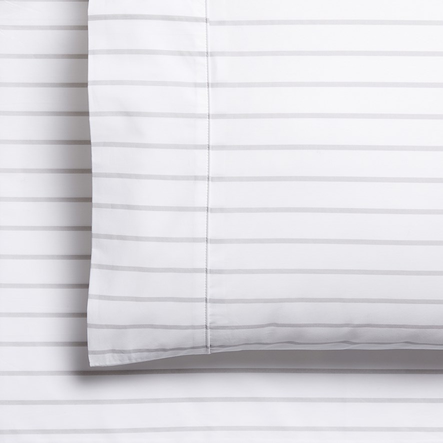 300TC Fresh Cloud Grey Stripe Sheet Set | Adairs