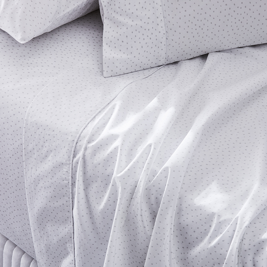 Fresh Cotton Percale Fleck Grey Sheet Separates | Adairs