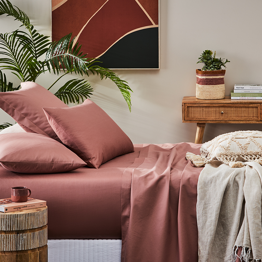 600TC Bamboo Cotton Rose Sheet Set | Adairs