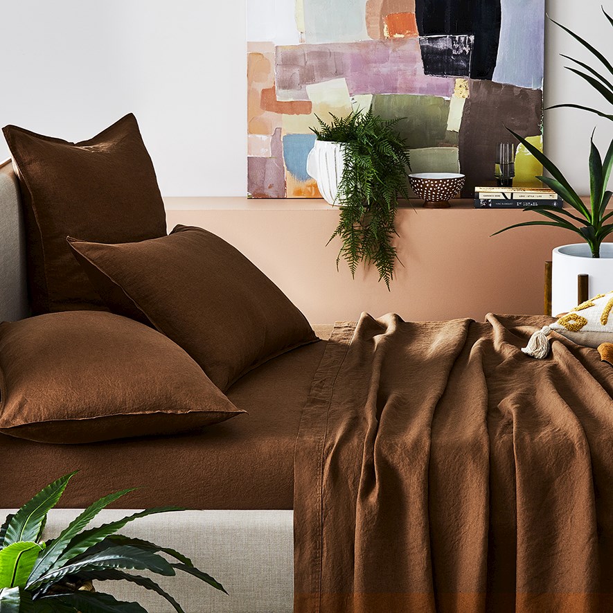 Vintage Washed Linen Tobacco Sheet Separates | Adairs