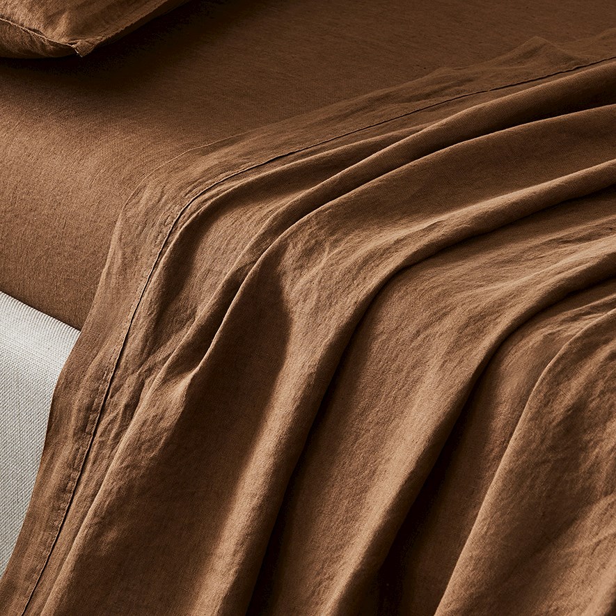 Vintage Washed Linen Tobacco Sheet Separates | Adairs