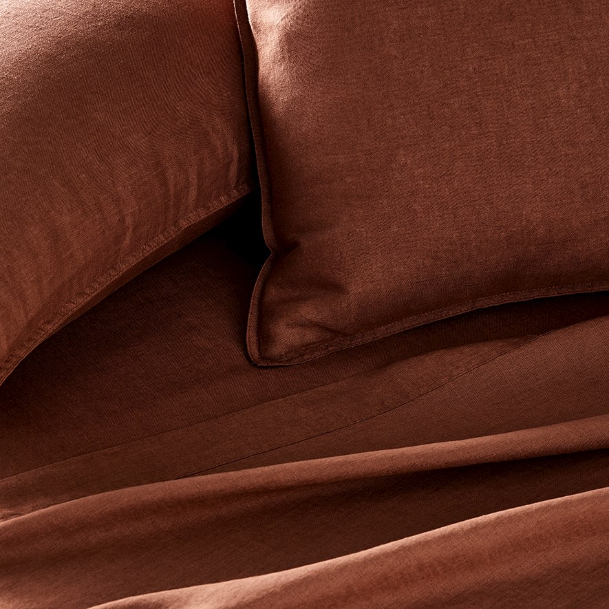 Vintage Washed Linen Paprika Sheet Separates | Adairs