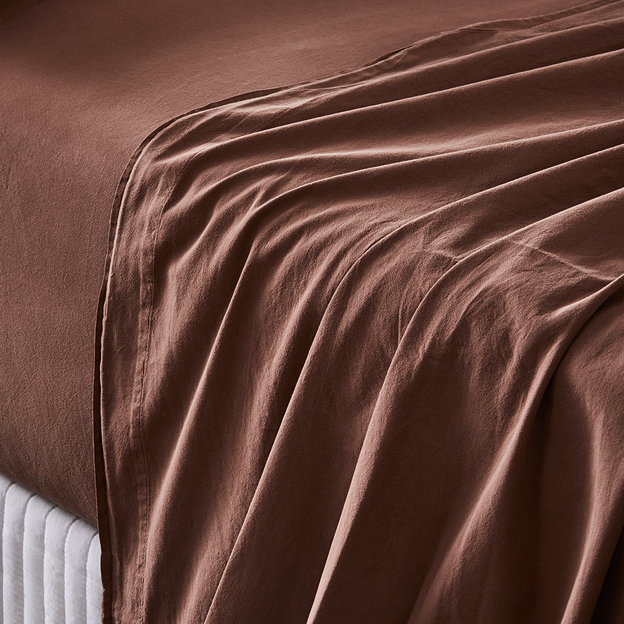 Stonewashed Cotton Mahogany Sheet Separates | Adairs