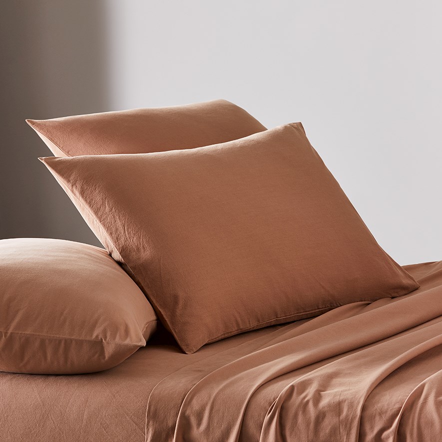 Stonewashed Cotton Earth Sheet Separates | Adairs