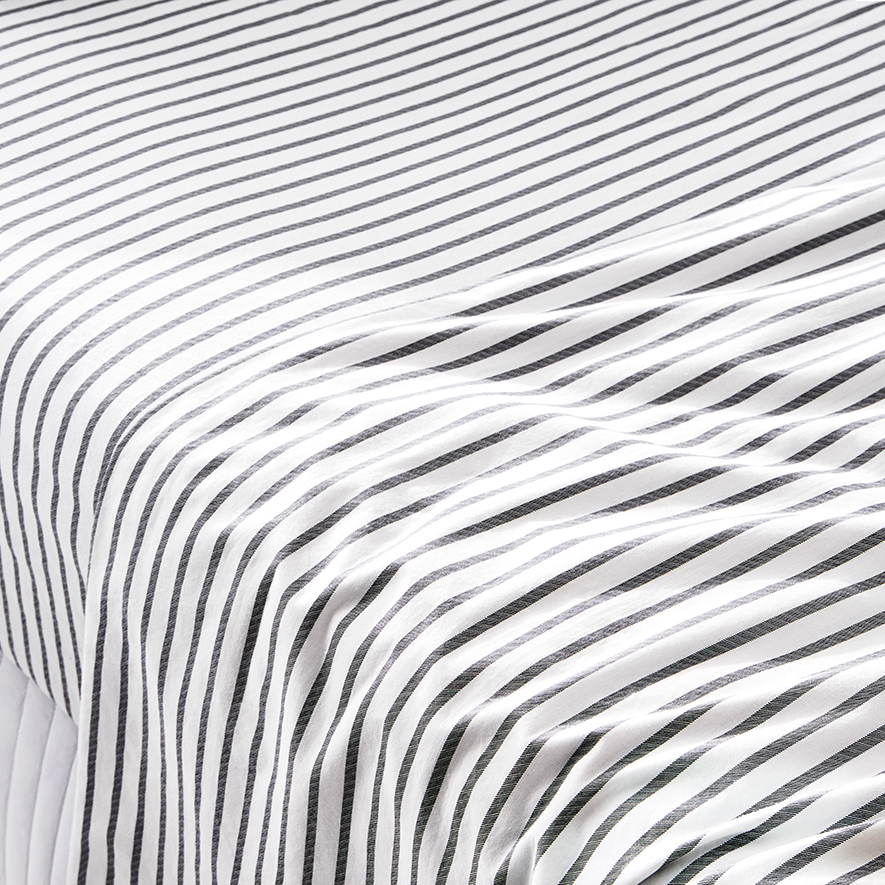 Home Republic - Stonewashed Printed Cotton Black Stripe Sheet Separates ...