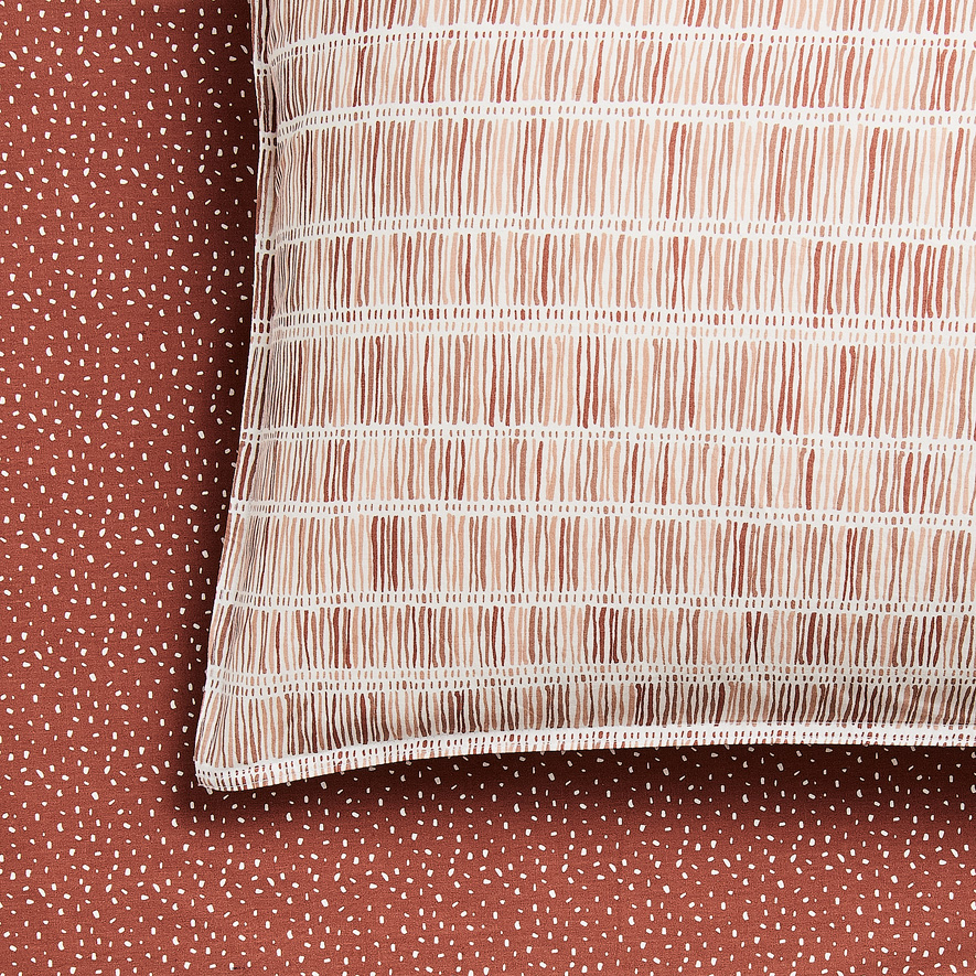 Stonewashed Printed Cotton Clay Fleck Sheet Separates | Adairs