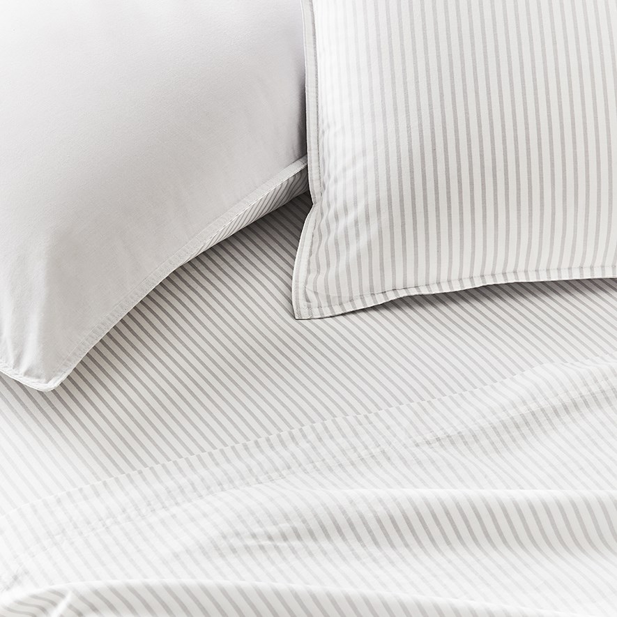 Stonewashed Printed Cotton Cloud Stripe Sheet Separates | Adairs