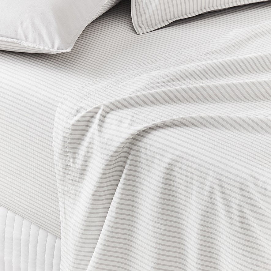 Stonewashed Printed Cotton Cloud Stripe Sheet Separates | Adairs