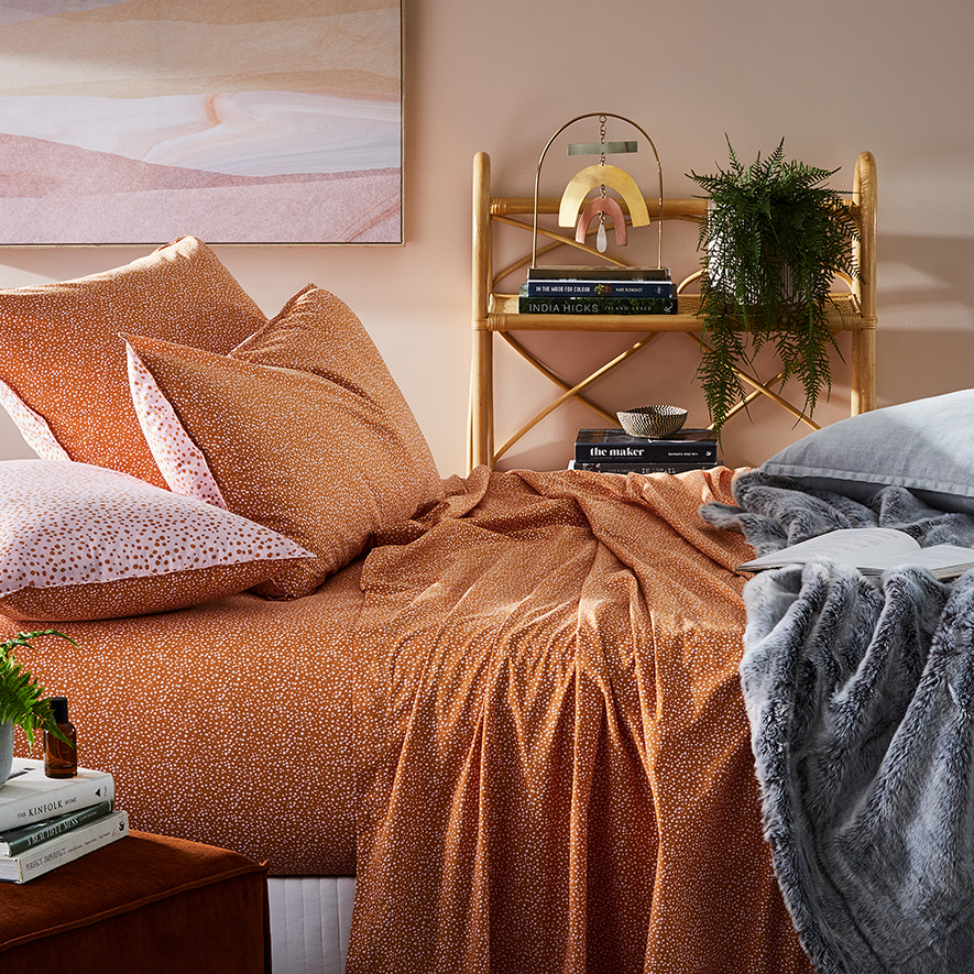 Stonewashed Printed Cotton Desert Spot Sheet Separates | Adairs