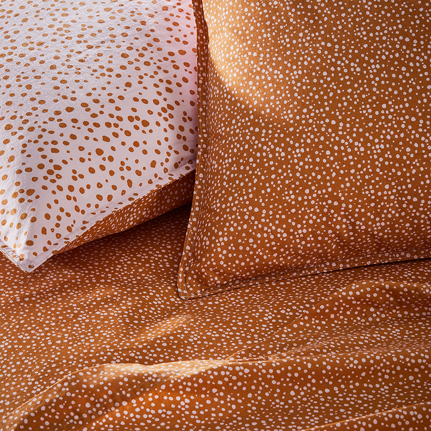 Stonewashed Printed Cotton Desert Spot Sheet Separates | Adairs