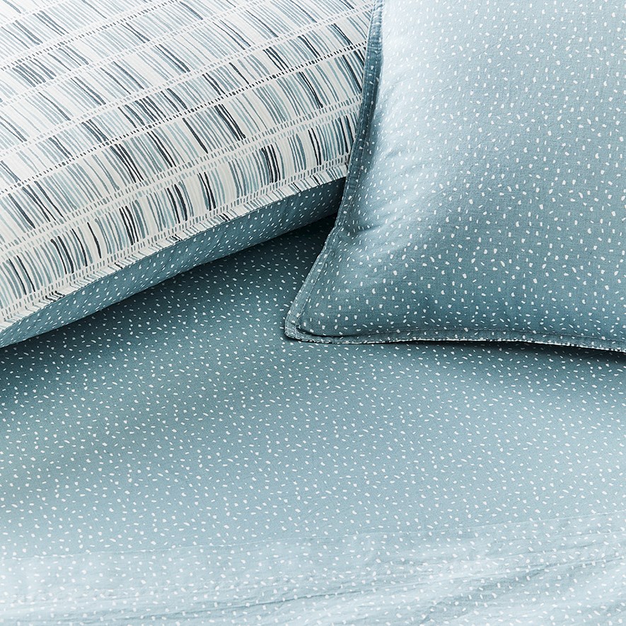 Stonewashed Printed Cotton Sage Fleck Sheet Separates | Adairs