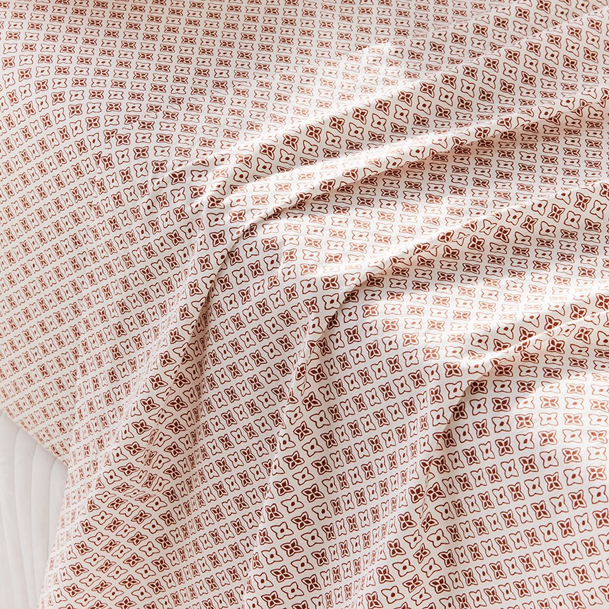 Stonewashed Printed Cotton Clay Tile Sheet Separates | Adairs