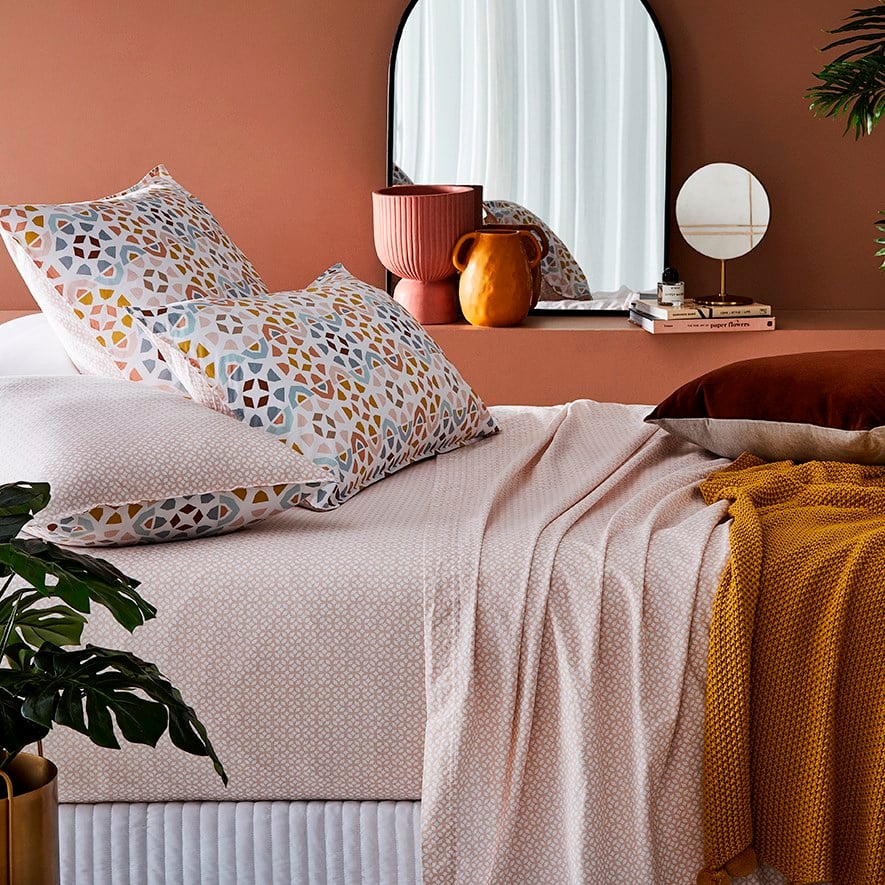 Stonewashed Printed Cotton Moroccan Geo Sheet Separates | Adairs