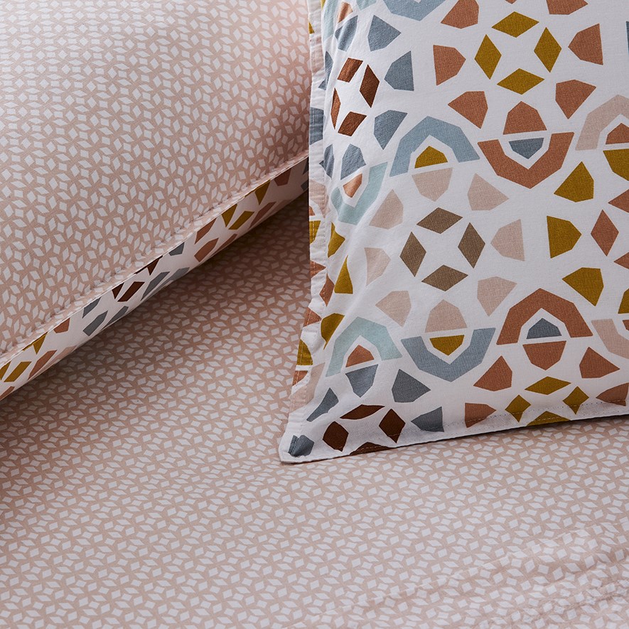 Stonewashed Printed Cotton Moroccan Geo Sheet Separates | Adairs