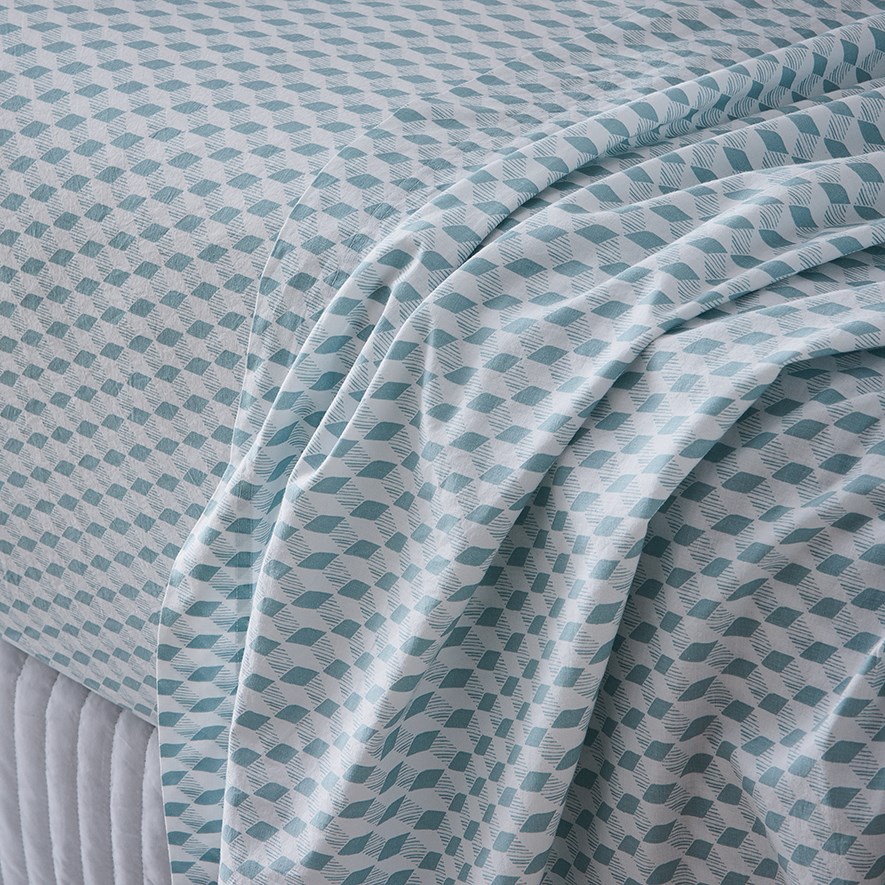 Stonewashed Printed Cotton Retro Chevron Sheet Separates | Adairs