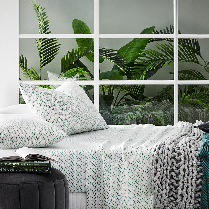 Home Republic - Novelty Printed Flannelette Green Fleck Sheet Set | Adairs