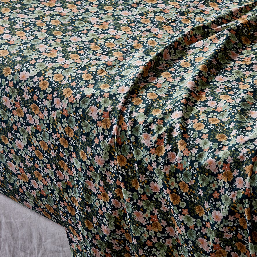 Printed Dark Floral Sheet Set | Adairs