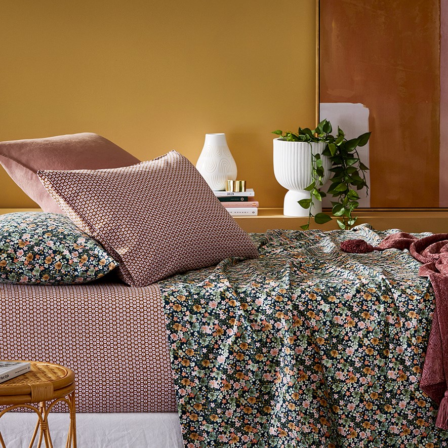 Printed Dark Floral Sheet Set | Adairs