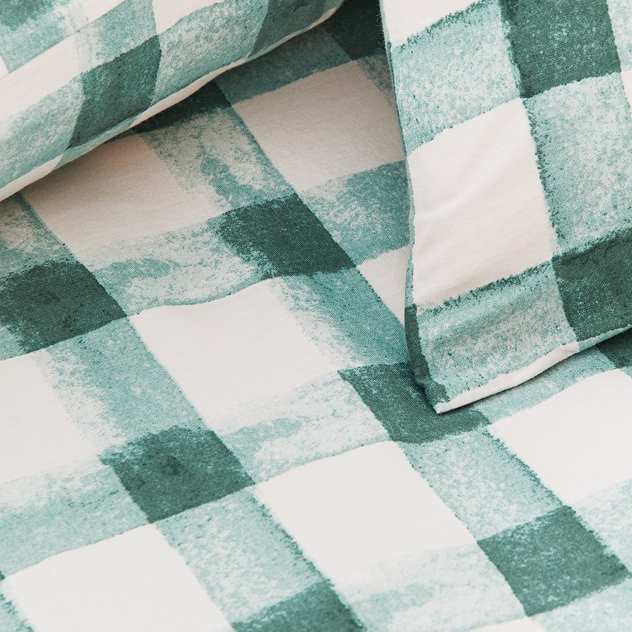 Printed Jade Check Sheet Set | Adairs