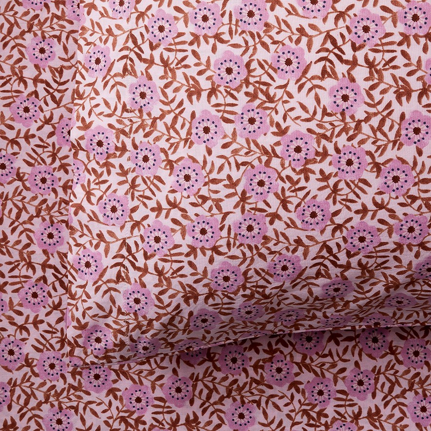 Printed Mauve Poppy Sheet Set | Adairs
