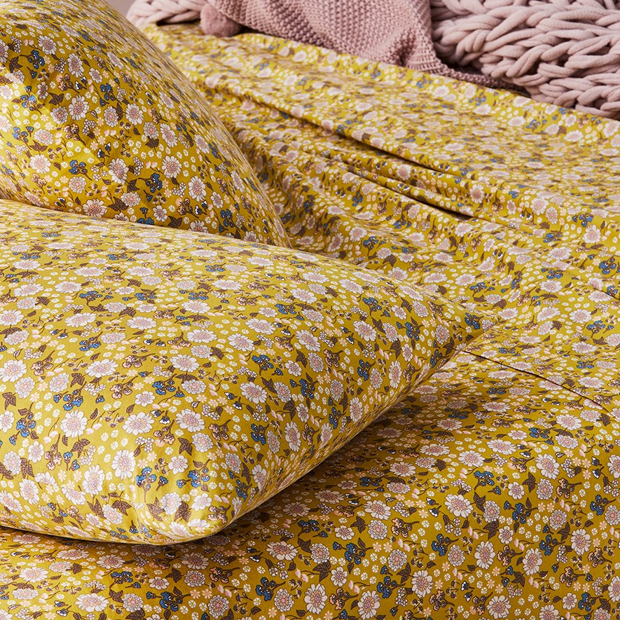 Printed Mustard Sheet Set | Adairs