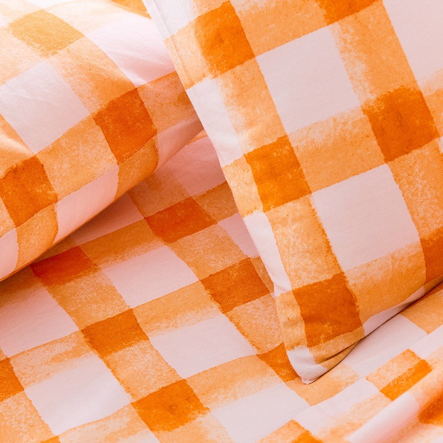 Printed Orange Check Sheet Set | Adairs