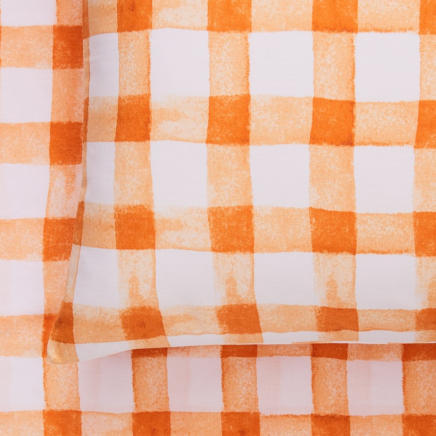 Printed Orange Check Sheet Set | Adairs