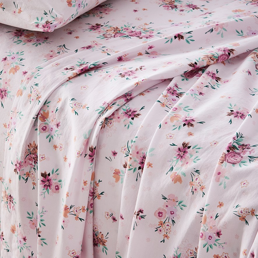 Printed Pink Bouquet Sheet Set | Adairs