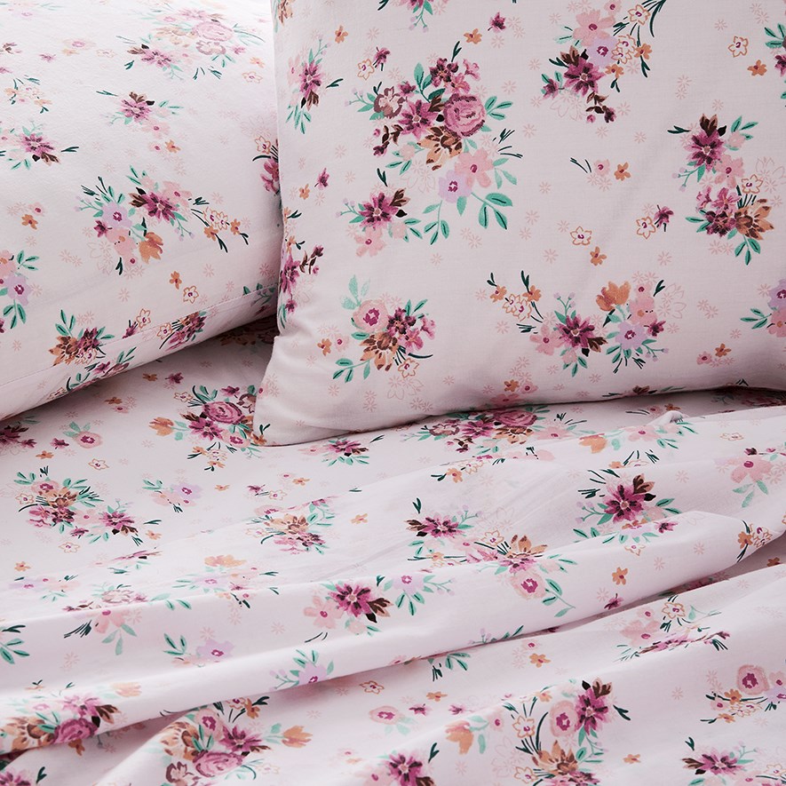Printed Pink Bouquet Sheet Set | Adairs