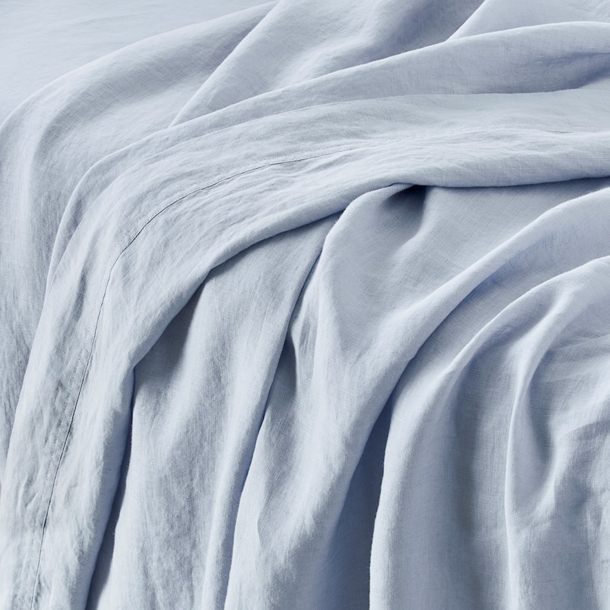 Vintage Washed Linen Dusty Blue Sheet Separates | Adairs