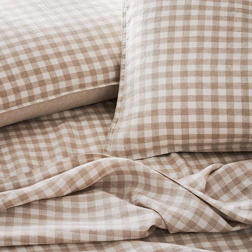 Vintage Washed Linen Linen Check Sheet Separates | Adairs