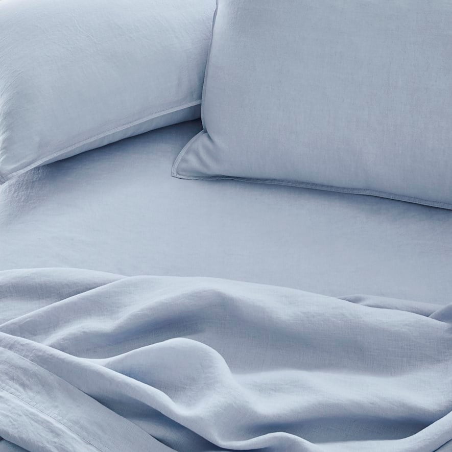 Vintage Washed Linen Dusty Blue Sheet Set | Adairs