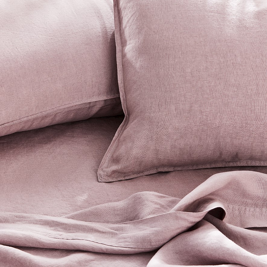 Vintage Washed Linen Dusty Mauve Sheet Set | Adairs