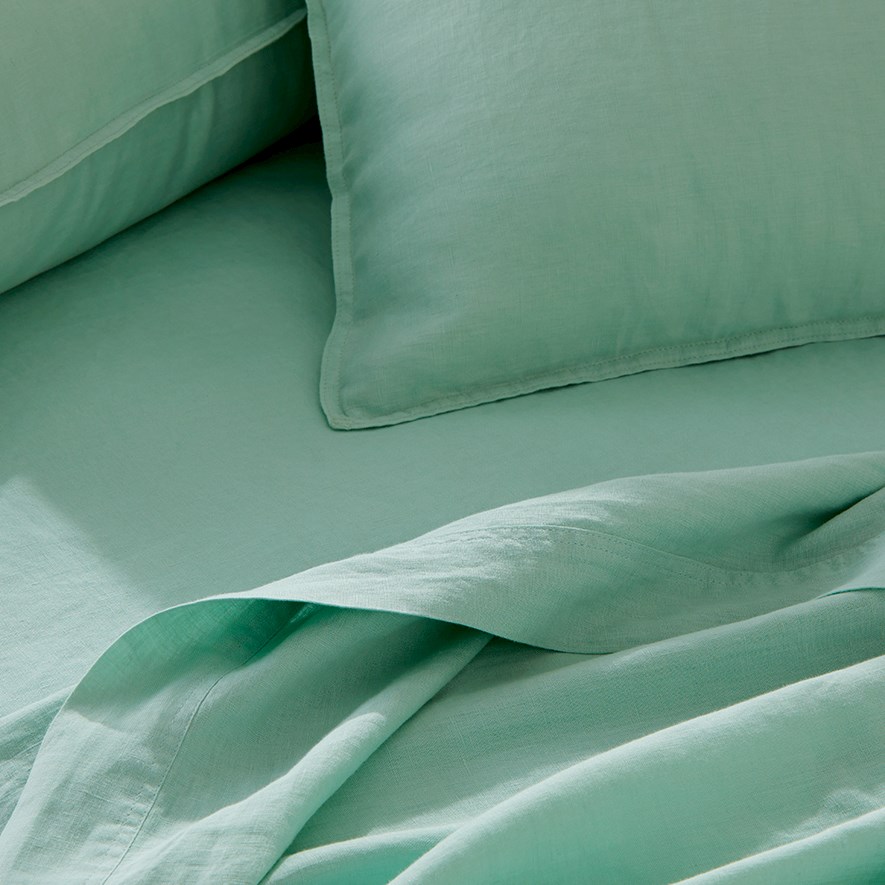 Vintage Washed Linen Dusty Mint Sheet Set | Adairs