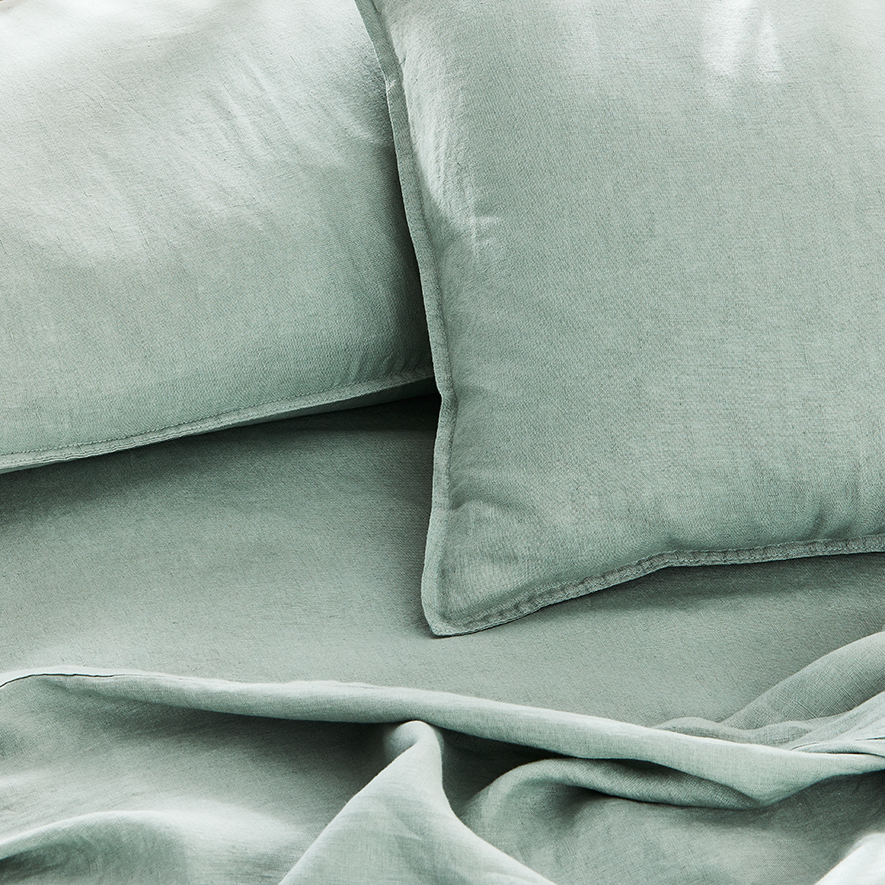 Vintage Washed Linen Eucalyptus Sheet Set | Adairs