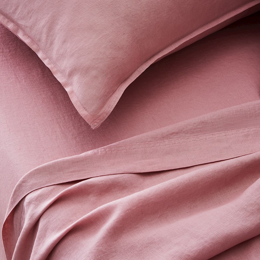 Vintage Washed Linen Rose Quartz Sheet Set | Adairs