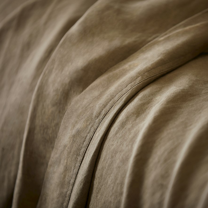 Vintage Washed Linen Soft Olive Sheet Set | Adairs