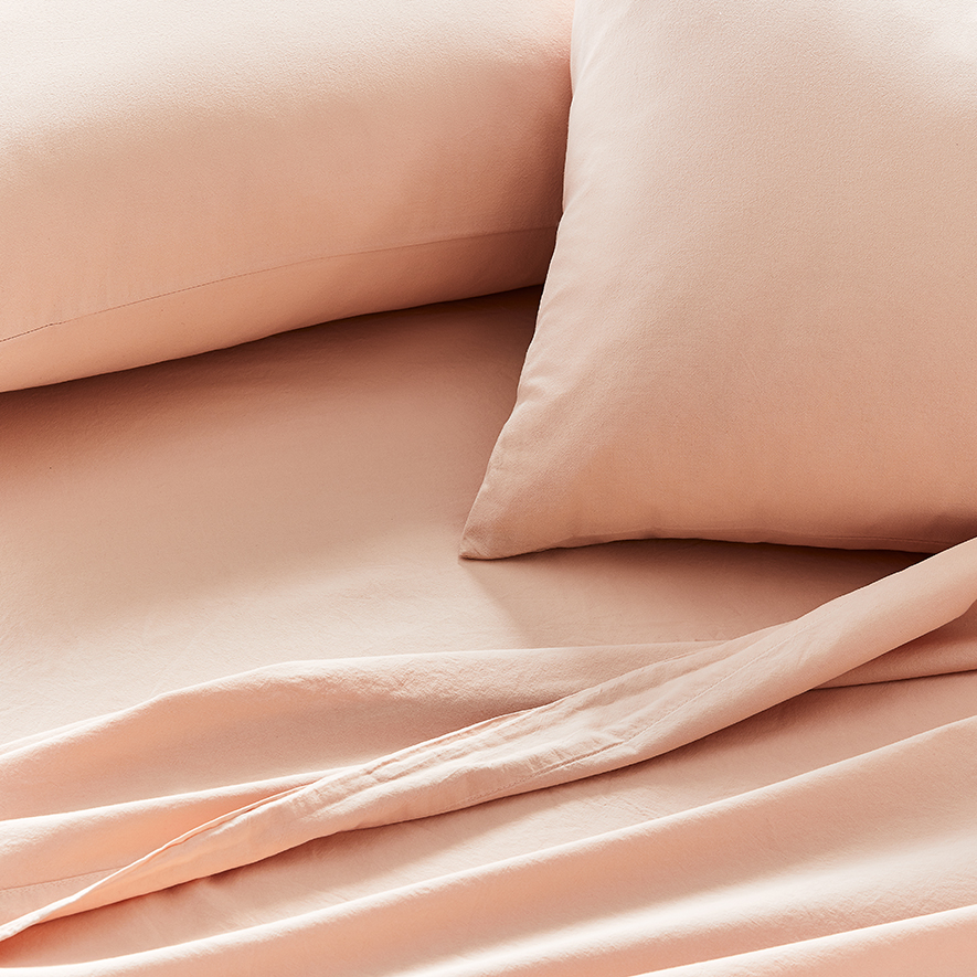 Stonewashed Cotton Apricot Sheet Separates | Adairs