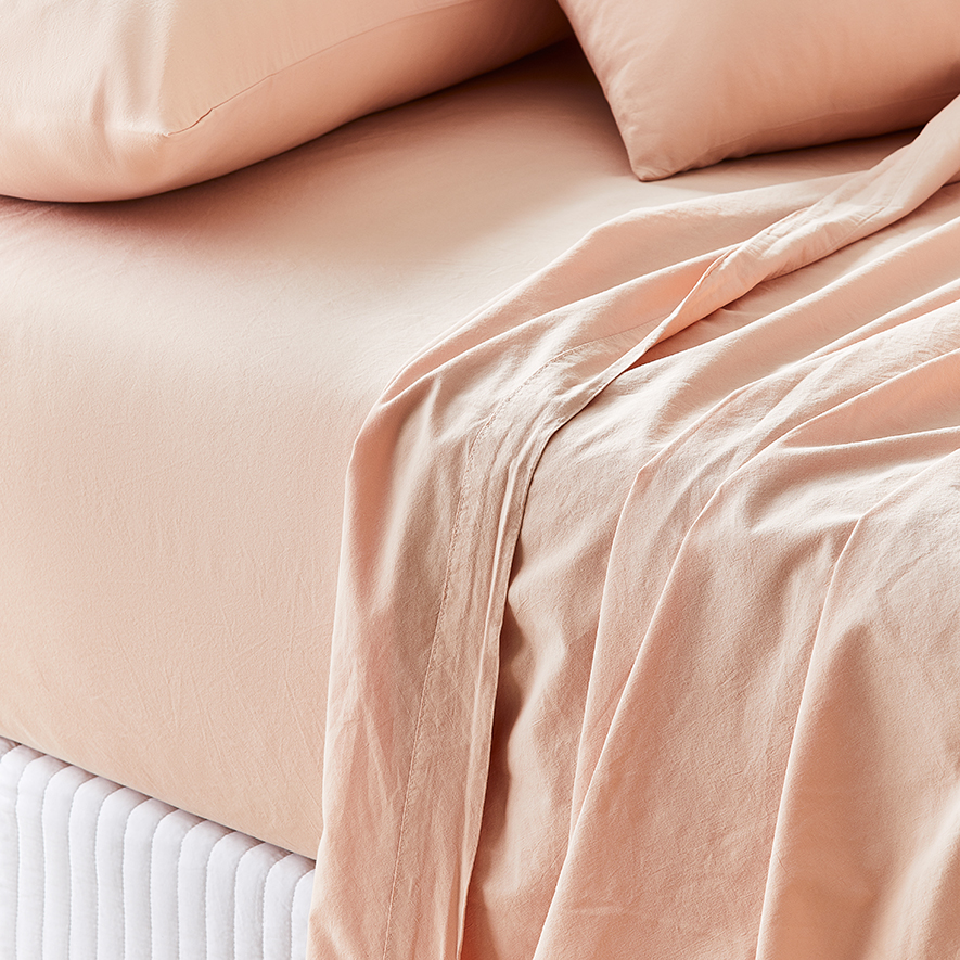 Stonewashed Cotton Apricot Sheet Separates | Adairs