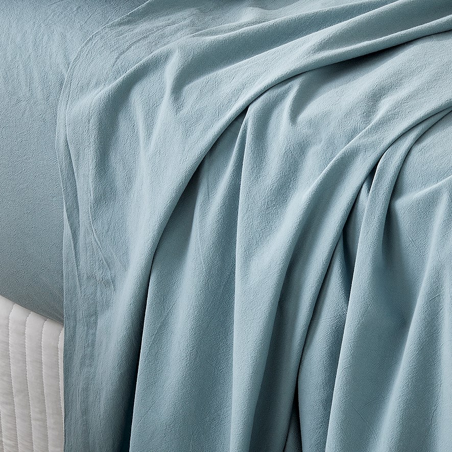 Stonewashed Cotton Blue Grey Sheet Separates | Adairs