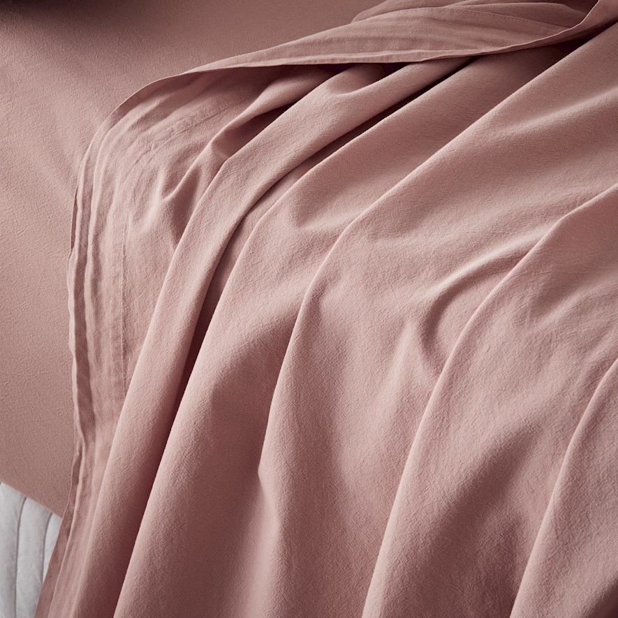 Stonewashed Cotton Misty Rose Sheet Separates | Adairs