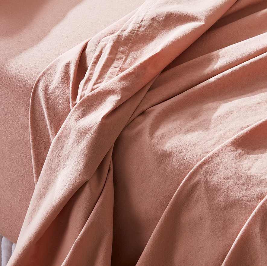 Stonewashed Cotton Peach Sheet Separates | Adairs