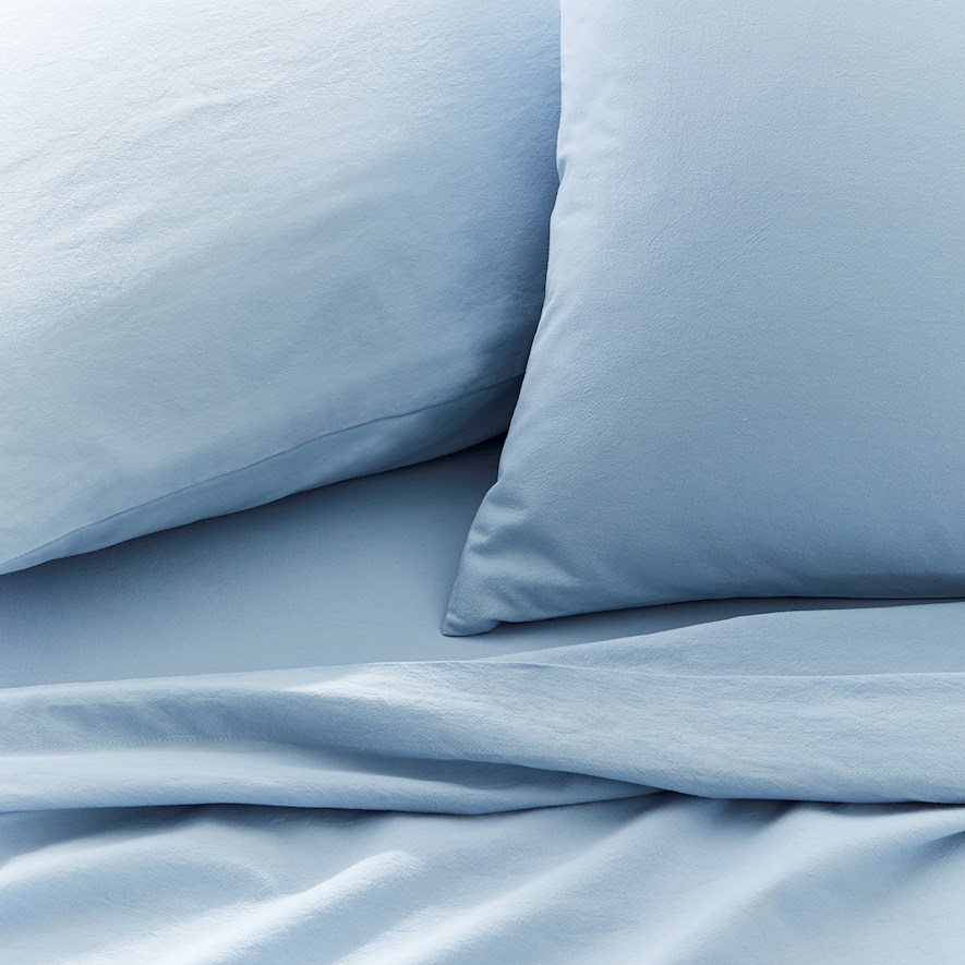 Stonewashed Cotton Blue Sheet Separates | Adairs