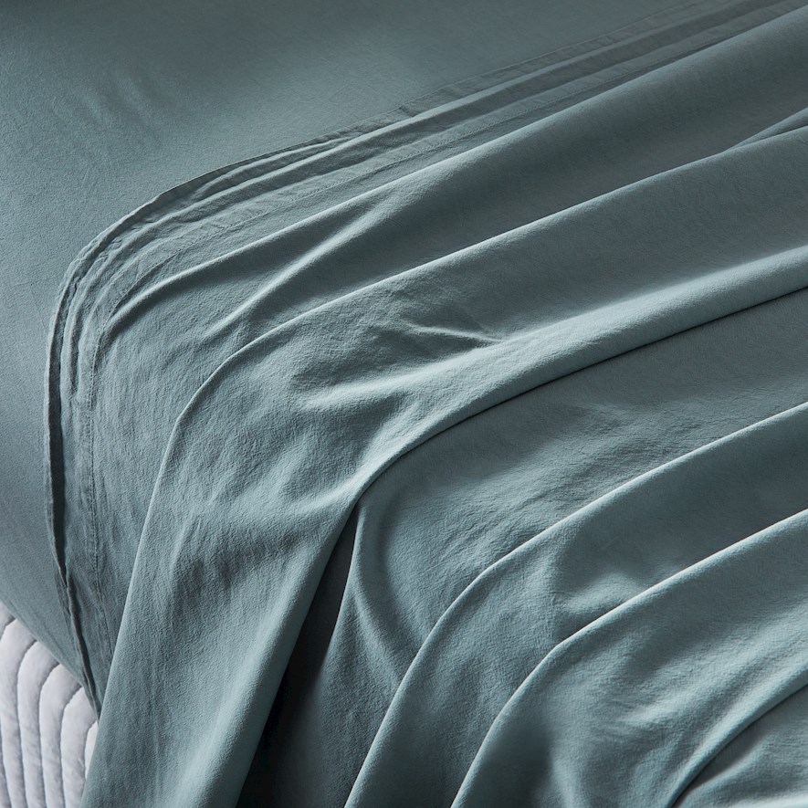 Stonewashed Cotton Sage Sheet Set | Adairs