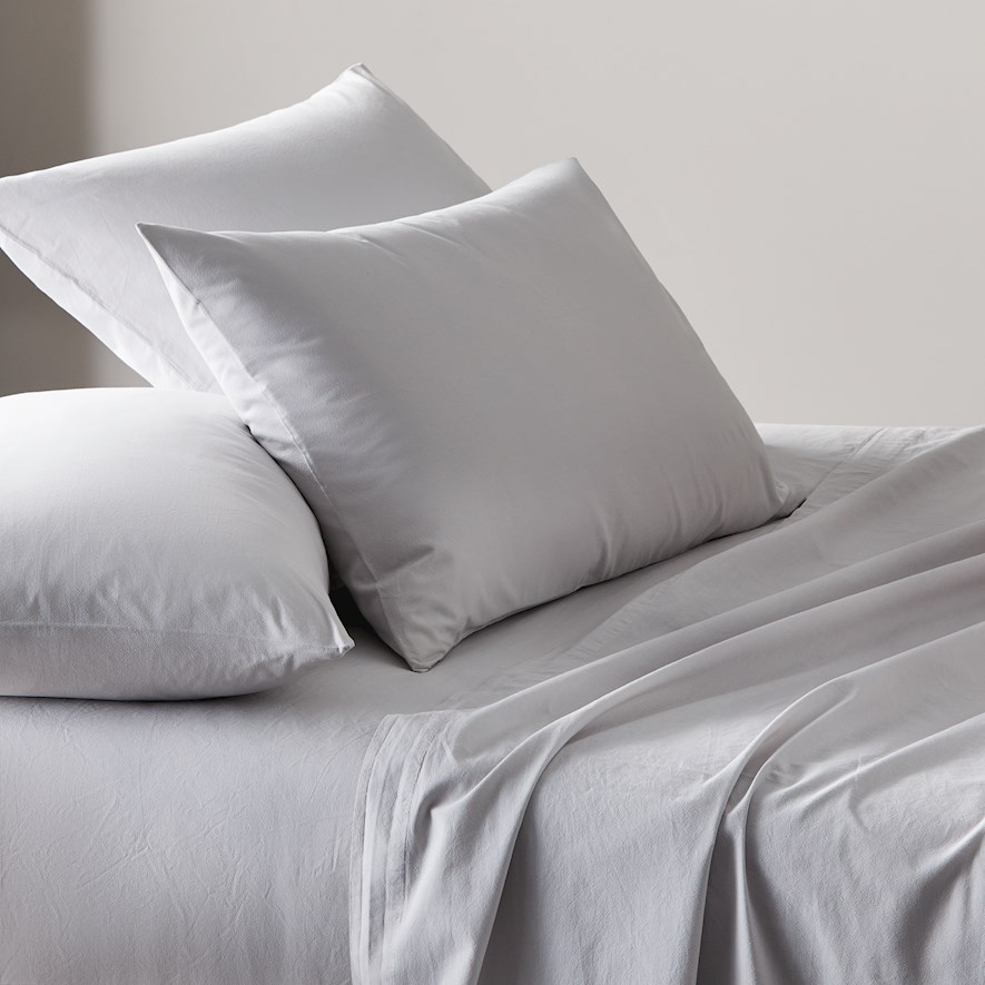 Stonewashed Cotton Silver Sheet Set | Adairs