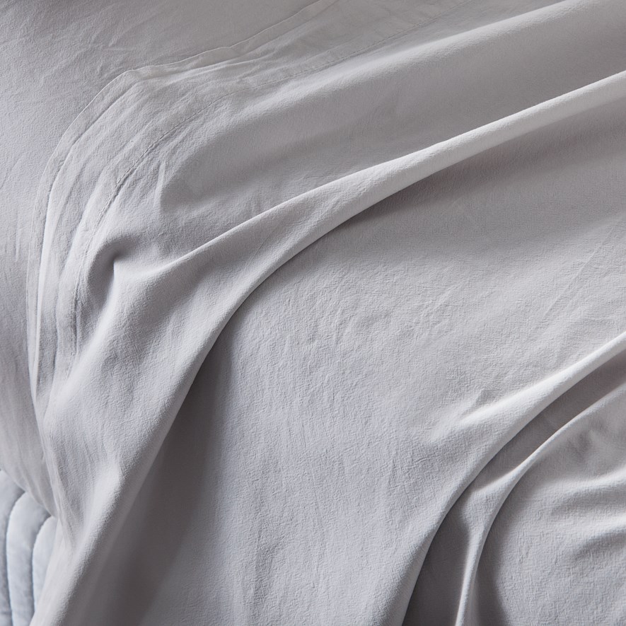 Stonewashed Cotton Silver Sheet Set | Adairs