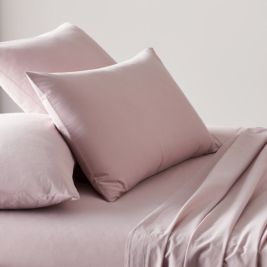 Stonewashed Cotton Violet Sheet Set | Adairs