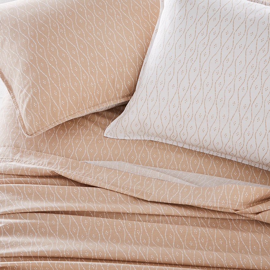 Stonewashed Printed Cotton Nude Wave Sheet Separates | Adairs